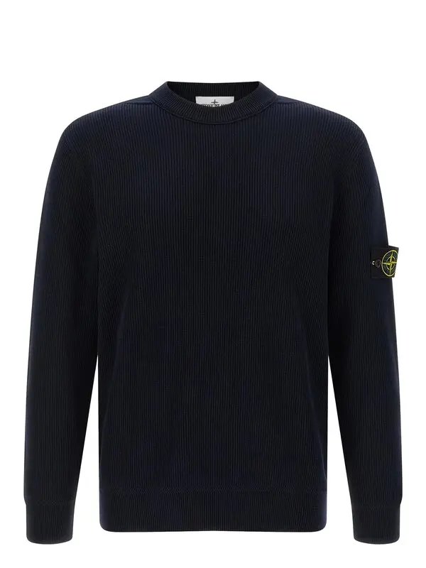 Stone Island Ribbed Cotton Pullover - Blue