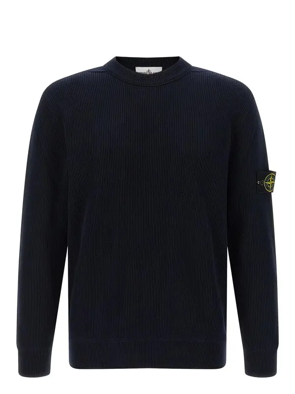 Stone Island Ribbed Cotton Pullover - Blue