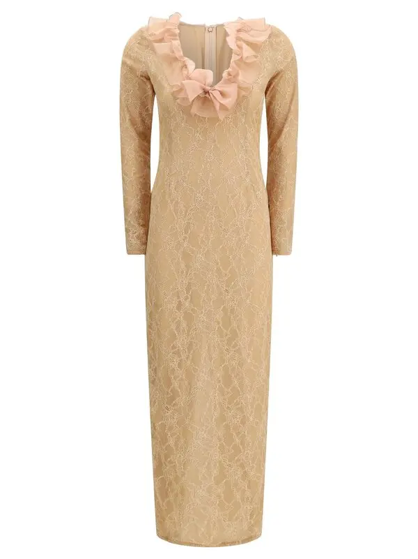 Alessandra Rich Stretch Lace Evening Dress - Pink