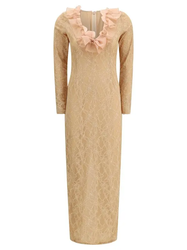 Alessandra Rich Stretch Lace Evening Dress - Pink