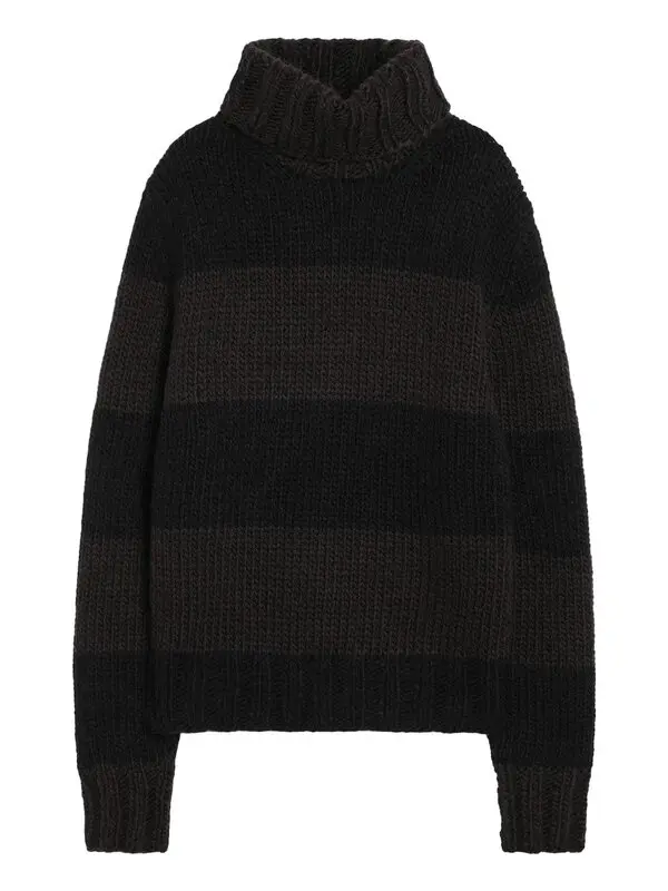 Dolce & Gabbana Striped Wool-blend Turtleneck Sweater - Black
