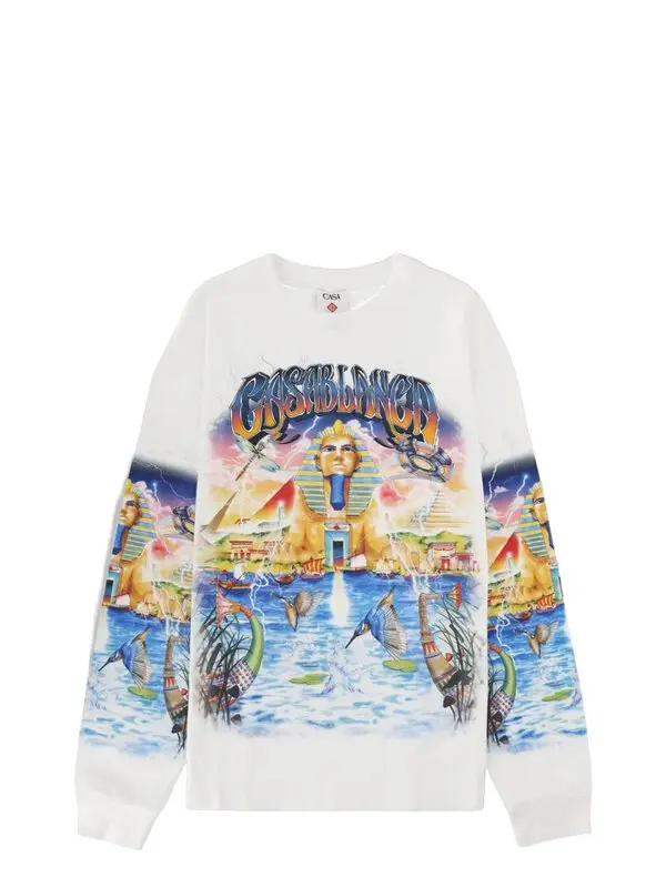 Casablanca Graphic Print Long Sleeve T-shirt - White