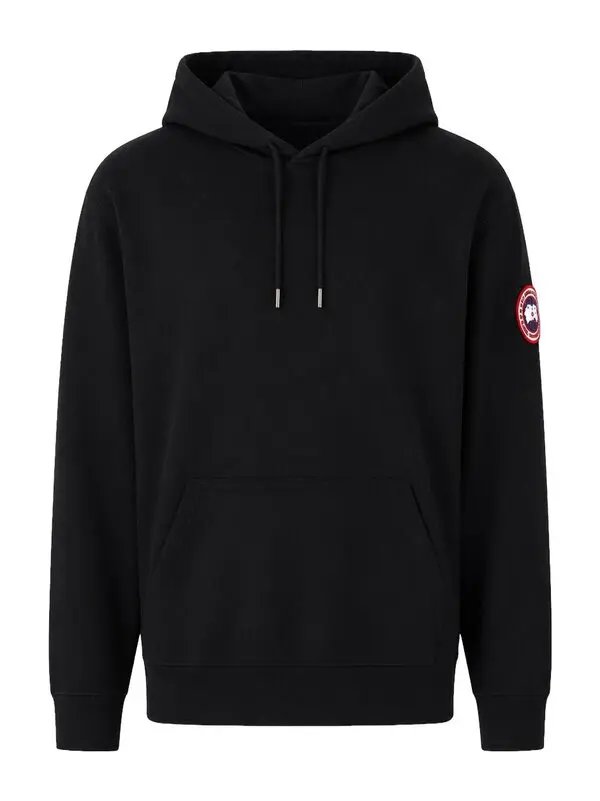 Canada Goose Felpa Con Patch Logo E Cappuccio - Black