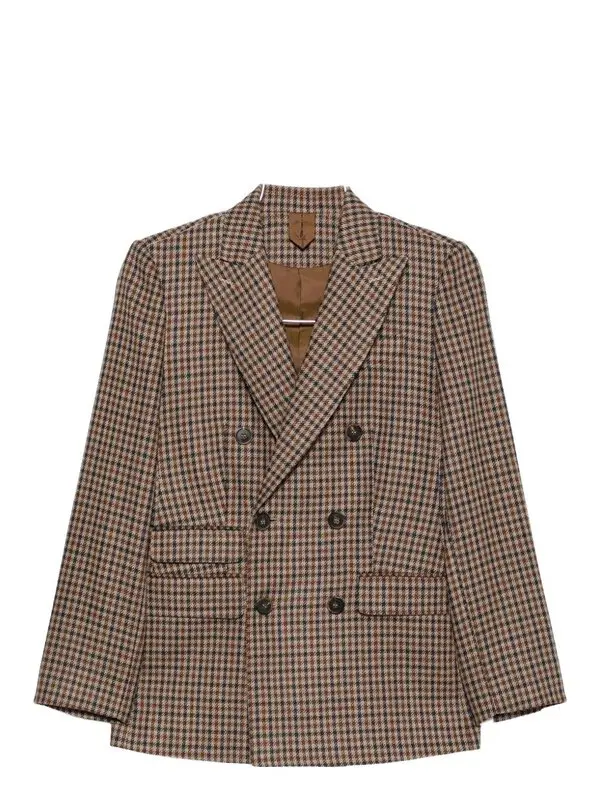 Max Mara Wool Houndstooth Double-breasted Jacket - Multicolor