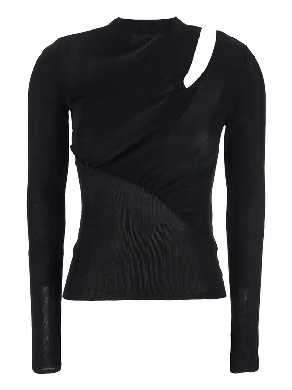 SELF-PORTRAIT Viscose Long-sleeve Cut-out Top - Multicolor
