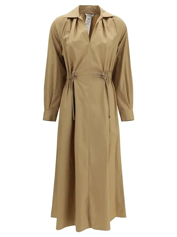 Max Mara Pedaggi Midi Dress In Cotton Poplin - Cream