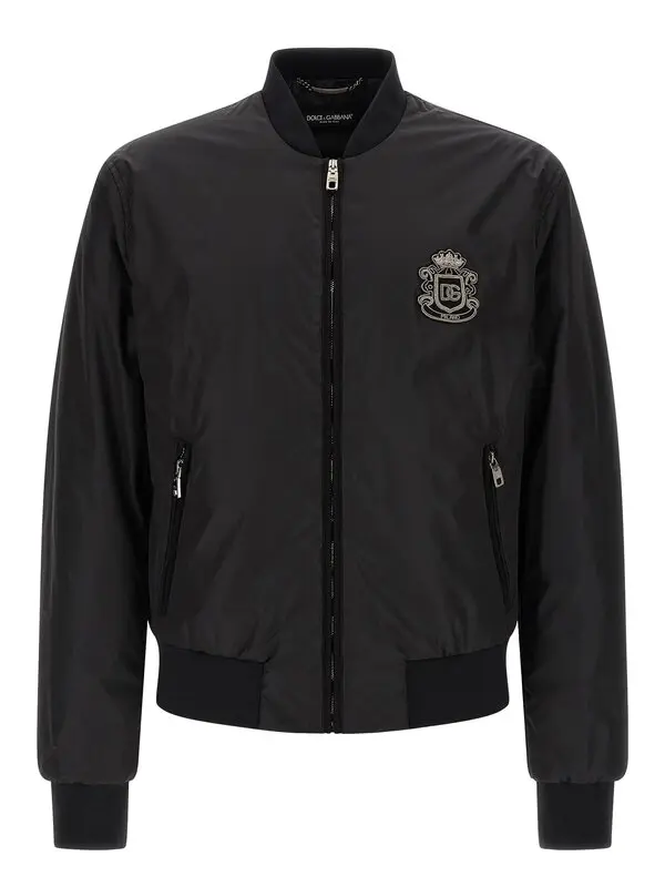 Dolce & Gabbana Dg' Patch Bomber Jacket - Black