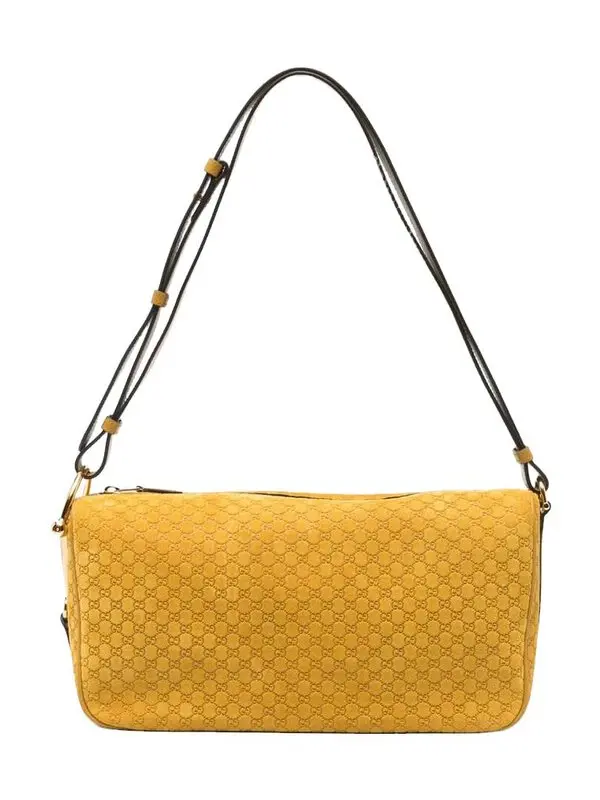 Gucci Suede Monogram Shoulder Bag - Yellow