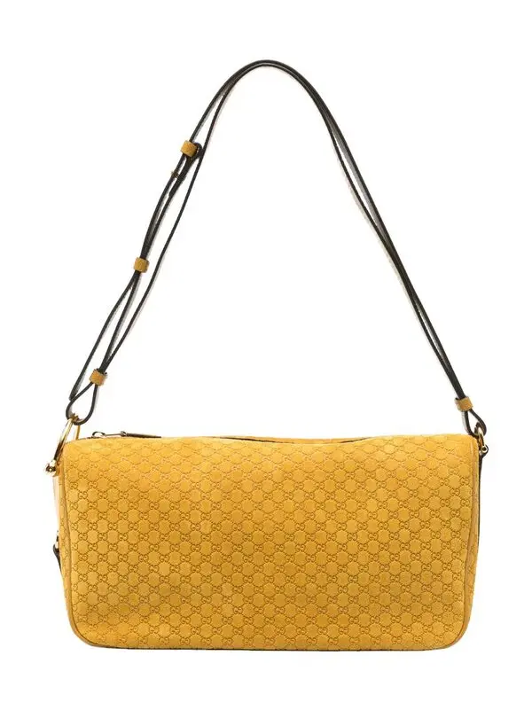 Gucci Suede Monogram Shoulder Bag - Yellow