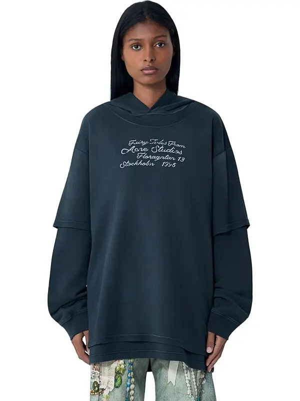 Acne Studios Hooded Logo Motif Sweatshirt - Black
