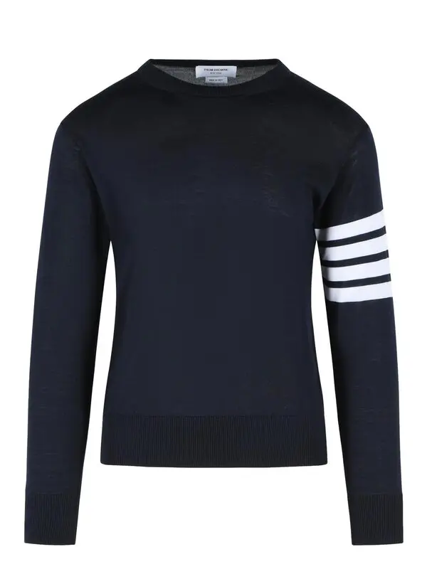 Thom Browne Classic 4-bar Sweater In Merino Wool - Blue