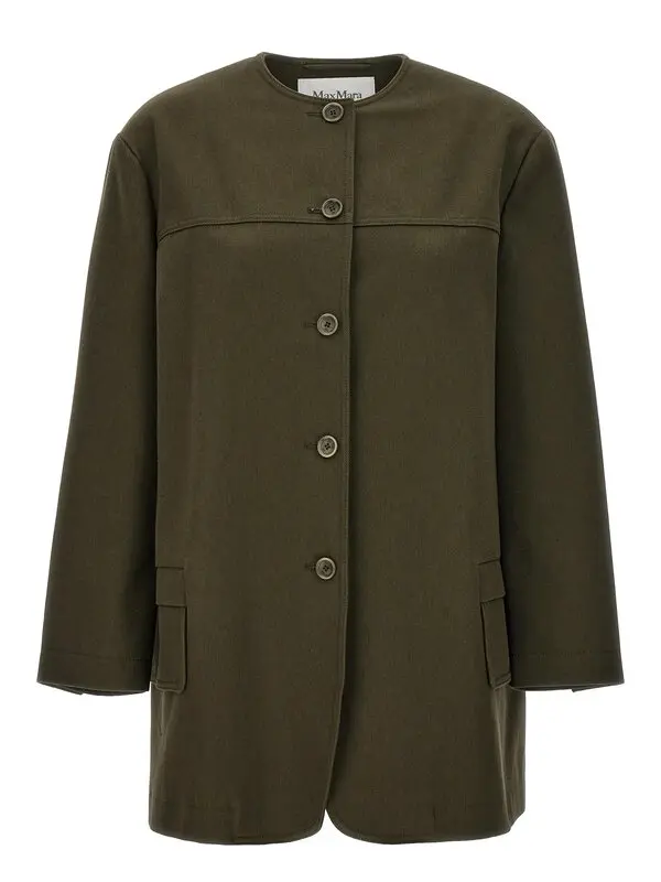 Max Mara Recital Heavy Cotton Drill Midi Jacket - Green