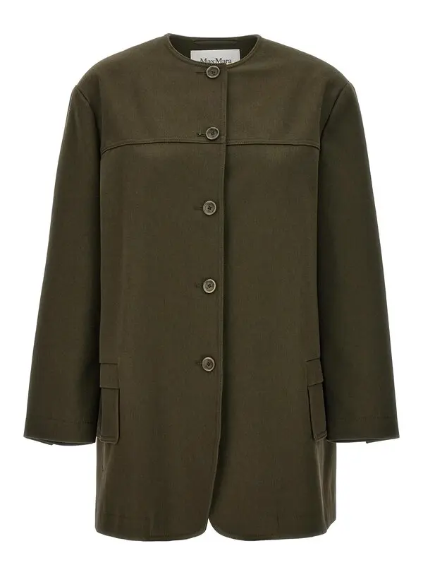 Max Mara Cotton Drill Midi Jacket - Green