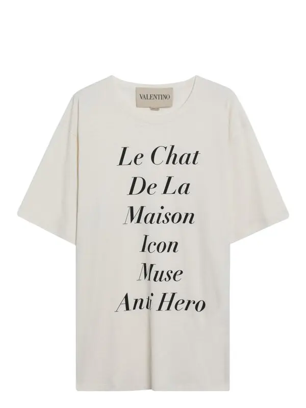 Valentino Garavani Ivory Le Chat De La Maison Icon Muse Anti Hero T-shirt - White