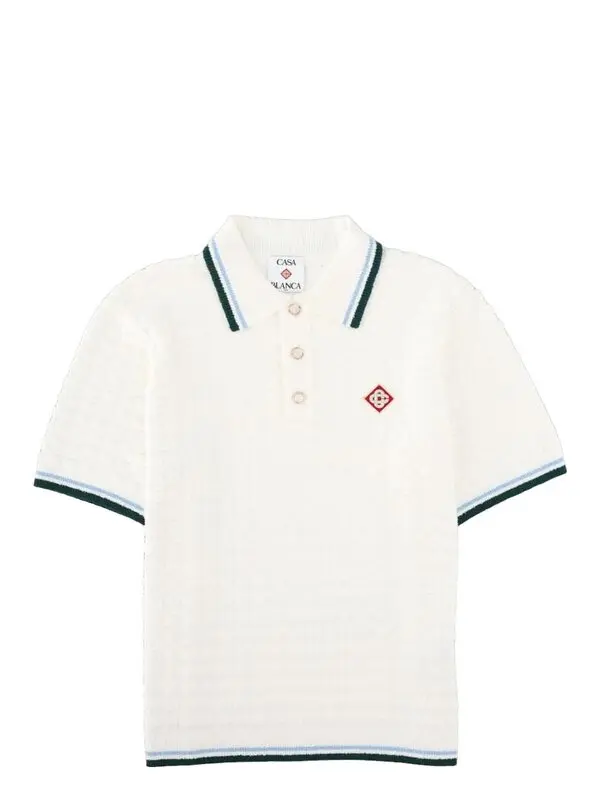 Casablanca Polo Bouclé Con Logo - White