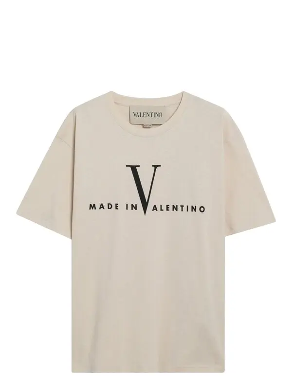 Valentino Garavani Butter-colored Â€œmade In Â€ T-shirt - Cream