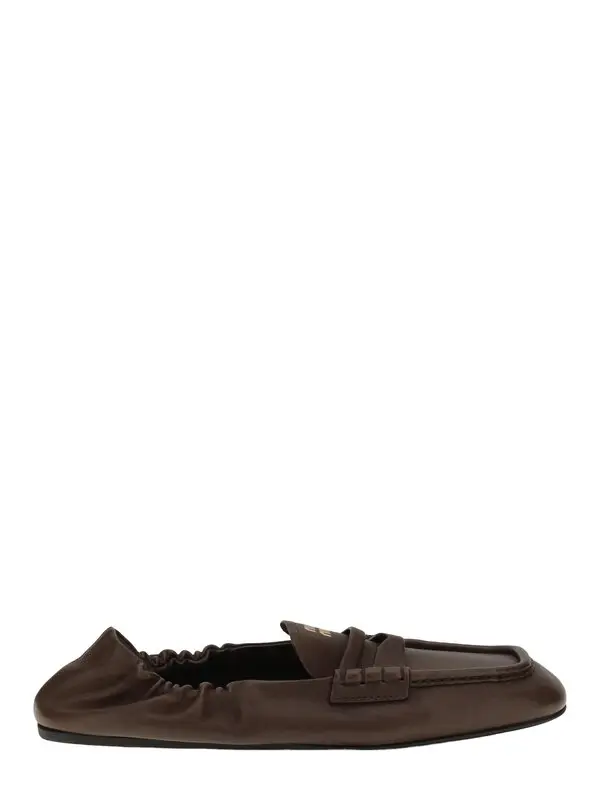 Miu Miu Ruches Nappa Leather Loafers - Brown