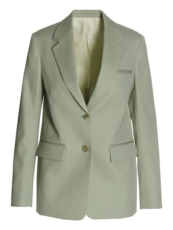 LANVIN Wool Single Breast Blazer Jacket - Green