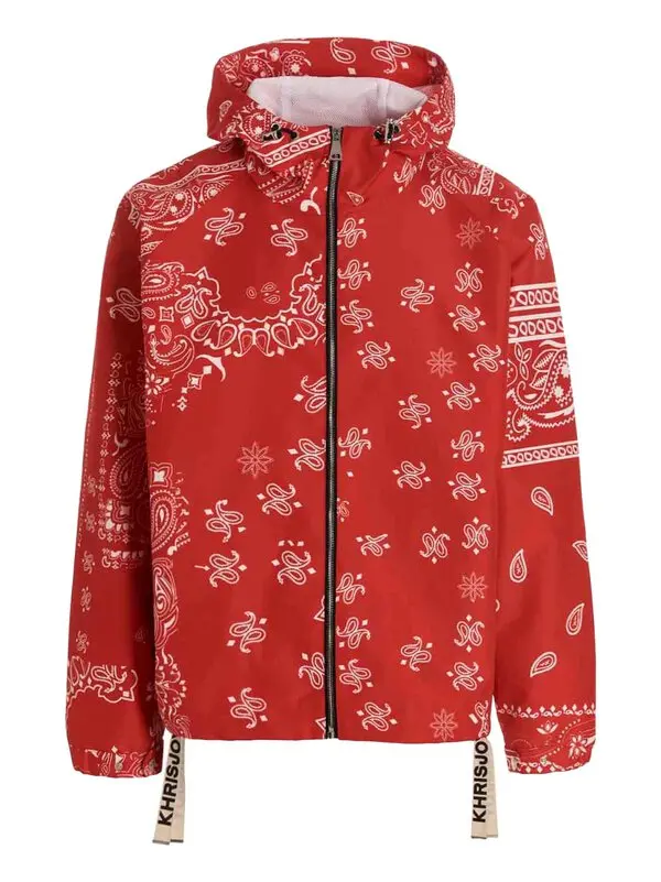 Khrisjoy Windbreaker Bandana Hood' Jacket - Red