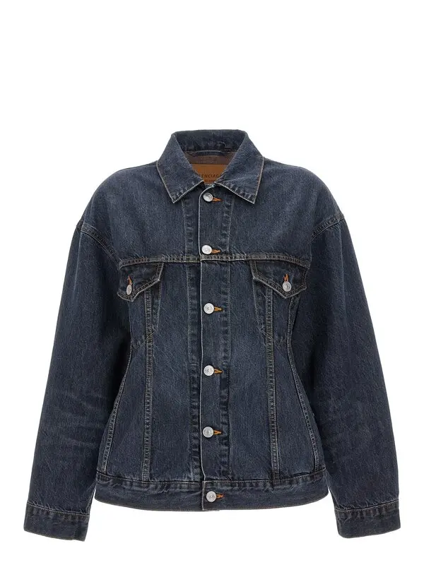 Balenciaga Hourglass Japanese Denim Jacket - Blue
