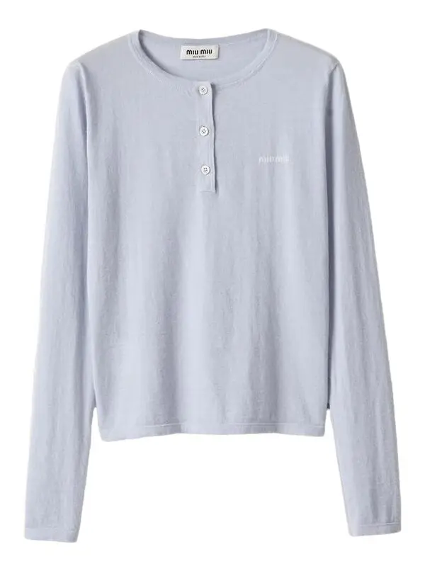 Miu Miu Cashmere Henley Sweater - Blue