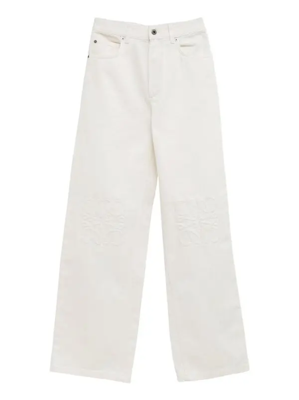 Loewe Anagram Embroidered Wide Leg Jeans - Multicolor