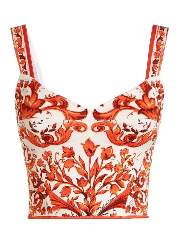 Dolce & Gabbana Maiolica Print Silk Top - Multicolor