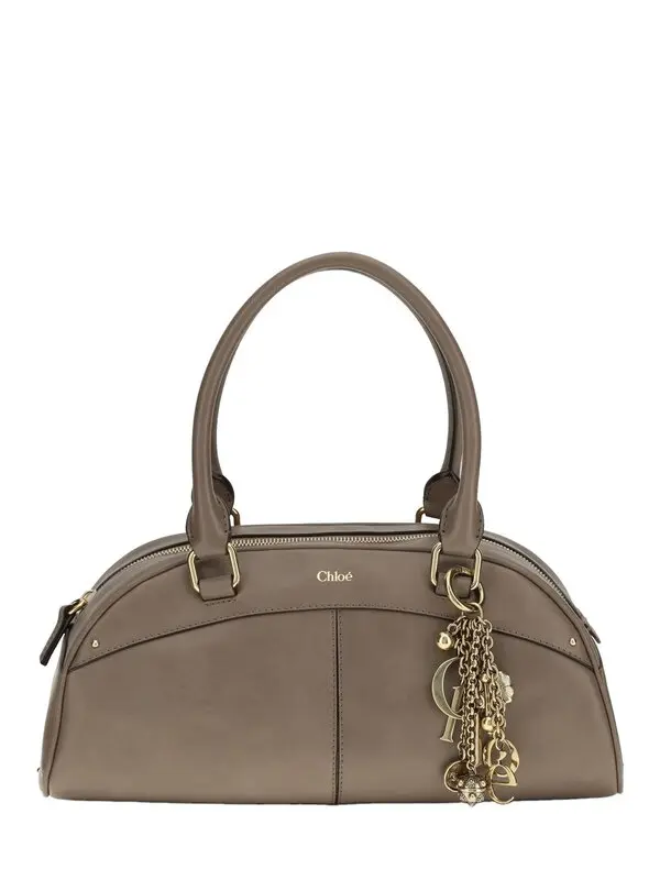Chloé Smooth Calfskin Leather Bowling Handbag - Gray