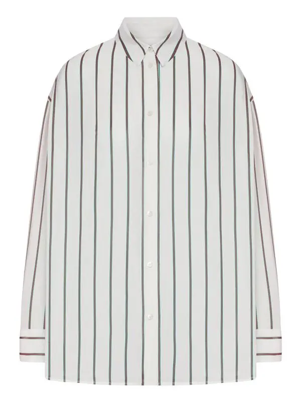 Gucci Vertical Striped Silk Shirt - White