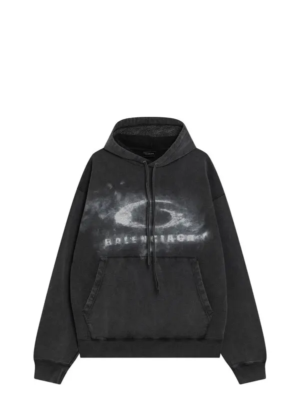 Balenciaga Faded Crayon Loop Oversize Hoodie - Black