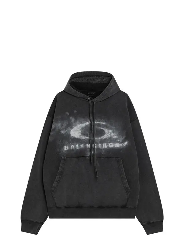 Balenciaga Faded Crayon Loop Oversize Hoodie - Black