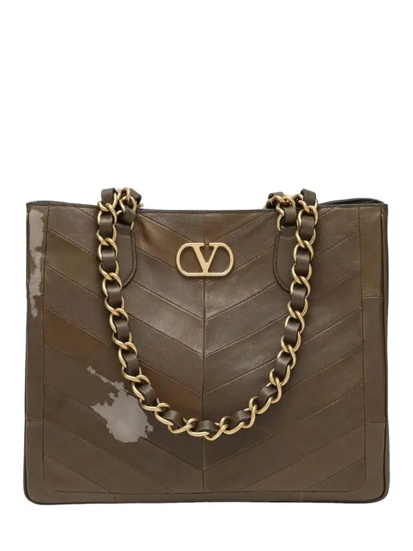 Valentino Garavani Laseine Shopping Bag In Tundra - Green