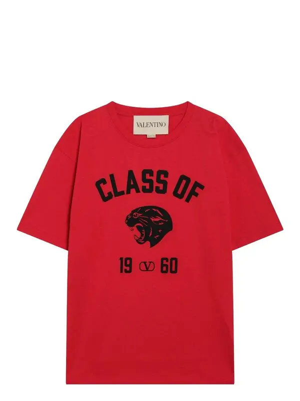 Valentino Garavani T-shirt With Panther Print - Red
