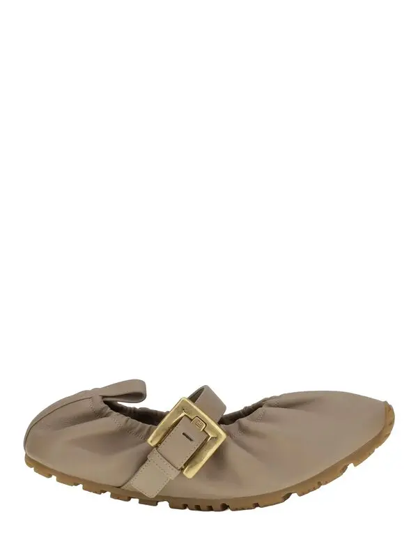 Balmain Buckle Strap Ballerinas - Cream