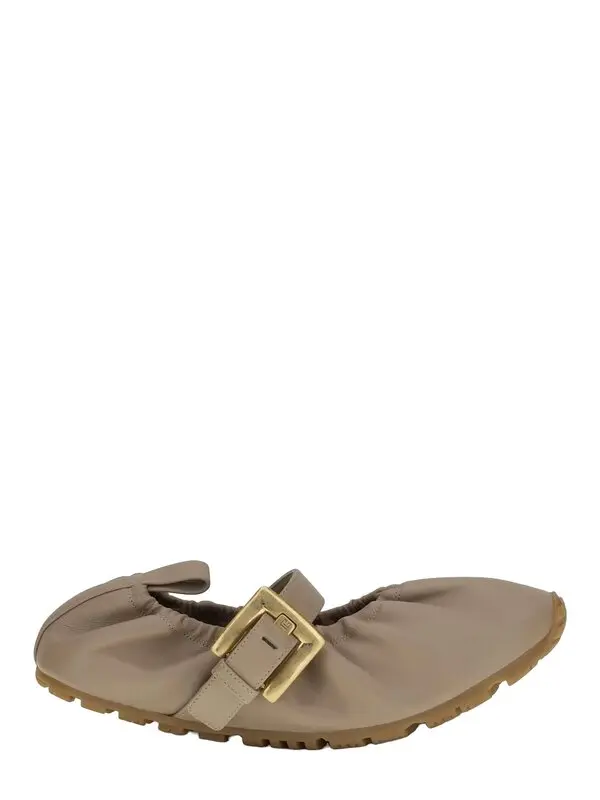 Balmain Buckle Strap Ballerinas - Cream