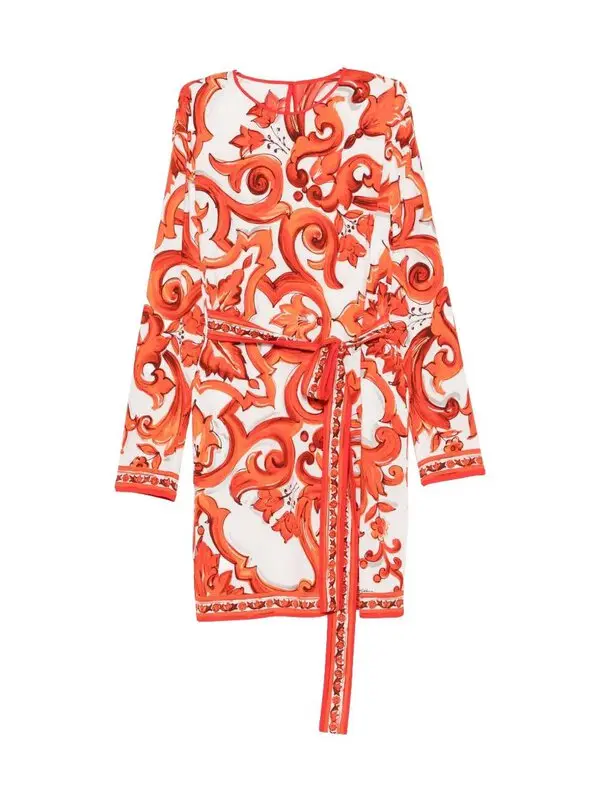 Dolce & Gabbana Maiolica Print Silk Dress - Multicolor