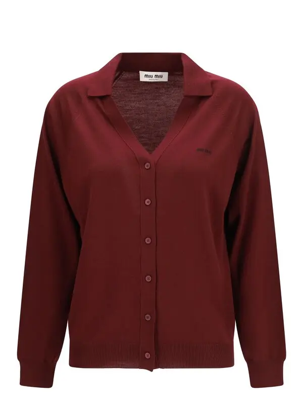 Miu Miu Virgin Wool Collared Cardigan - Multicolor