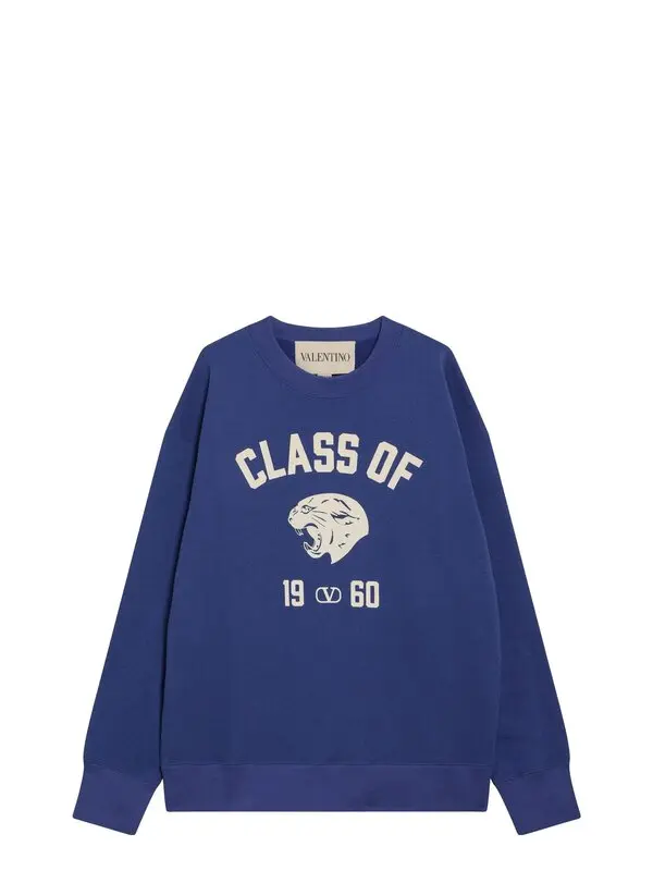 Valentino Garavani Sweatshirt With Panther Print - Blue
