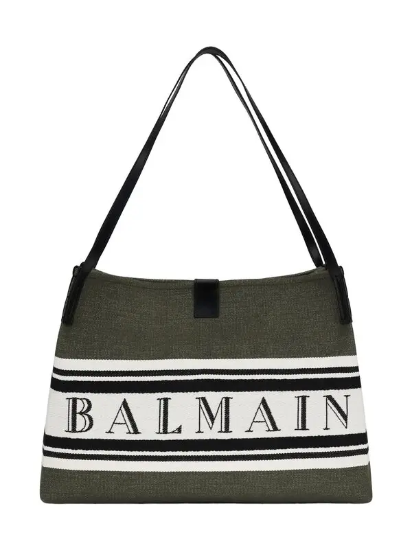 Balmain Medium Canvas And Leather Release Tote - Black