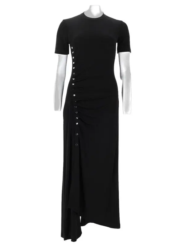 Rabanne Draped Jersey Long Dress - Black