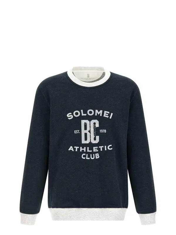 Brunello Cucinelli Cotton And Linen Sweatshirt - Blue
