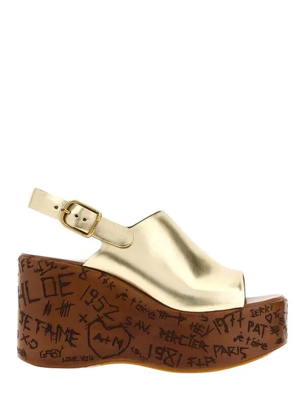 Chloé Leather Maxime Wedge - Gold