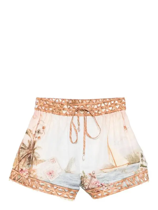 Zimmermann Mahon Linen Shorts - Multicolor