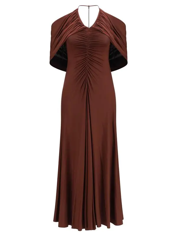 SELF-PORTRAIT Jersey Midi Dress - Brown