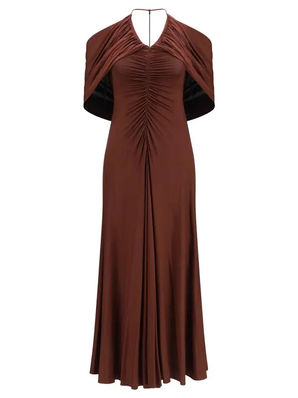SELF-PORTRAIT Jersey Midi Dress - Brown