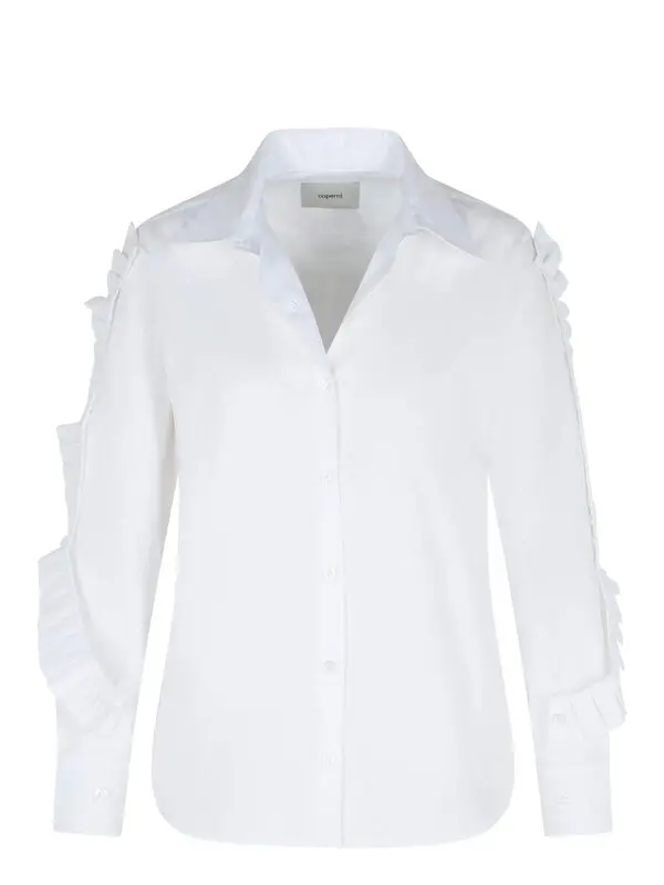 Coperni Ruffle Cotton Shirt - White