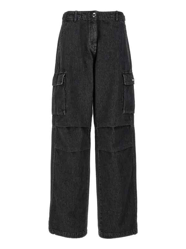 Coperni Denim Wide Leg Cargo' Jeans - Black