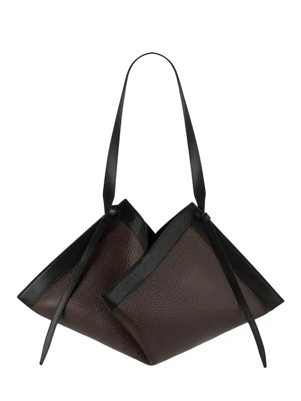 Yuzefi Leather Borsa Wonton Handbag - Brown