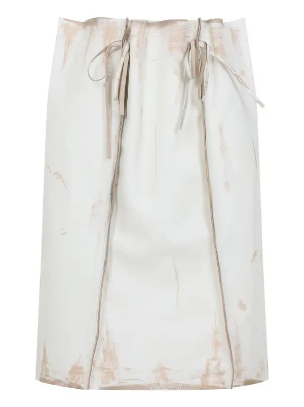 Prada Calf Leather Midi Skirt - White