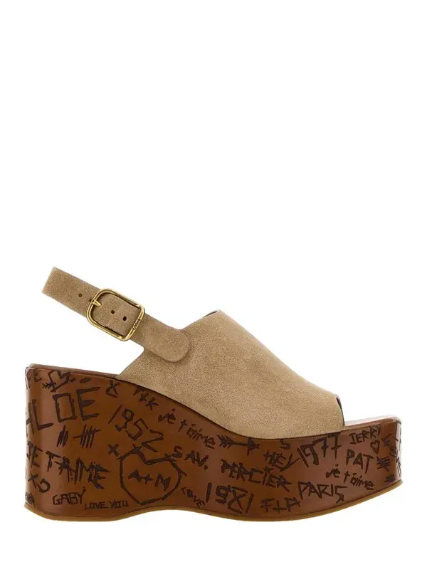 Chloé Beige Suede Maxime Wedges - Brown